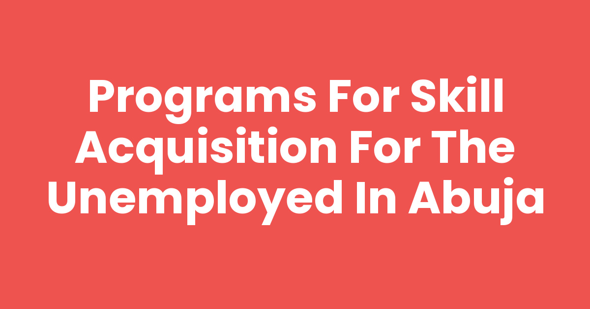 Programs for Skill Acquisition for the Unemployed in Abuja